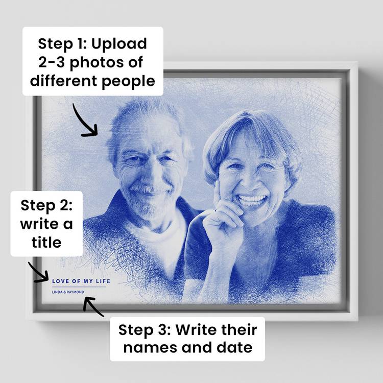 2 become 1 - Horizontal Pen Art Canvas | Lime & Lou