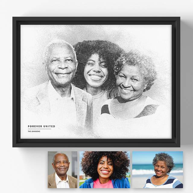 2 become 1 - Horizontal Pencil Art Canvas - Lime And Lou