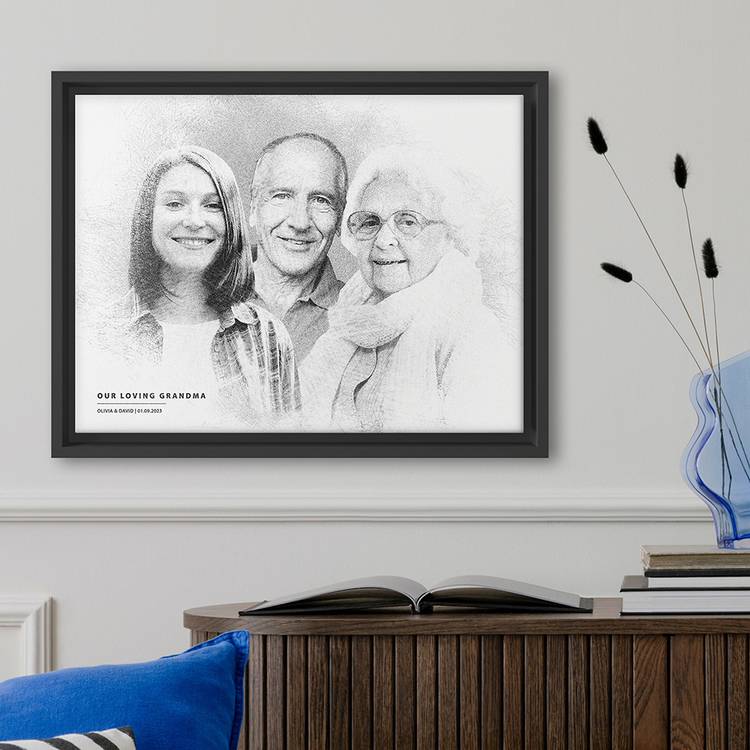 2 become 1 - Horizontal Pencil Art Canvas - Lime And Lou