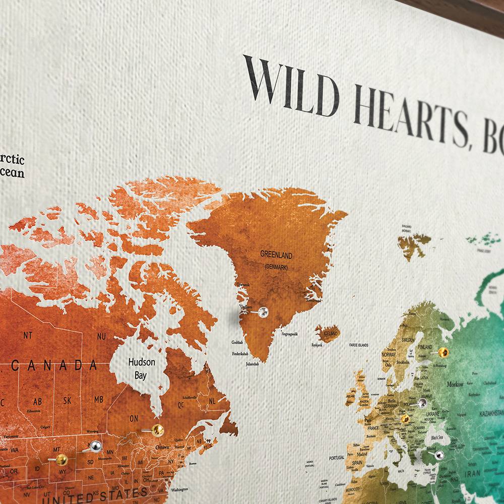 Bohemian Pathways - Push Pin World Map | Lime & Lou