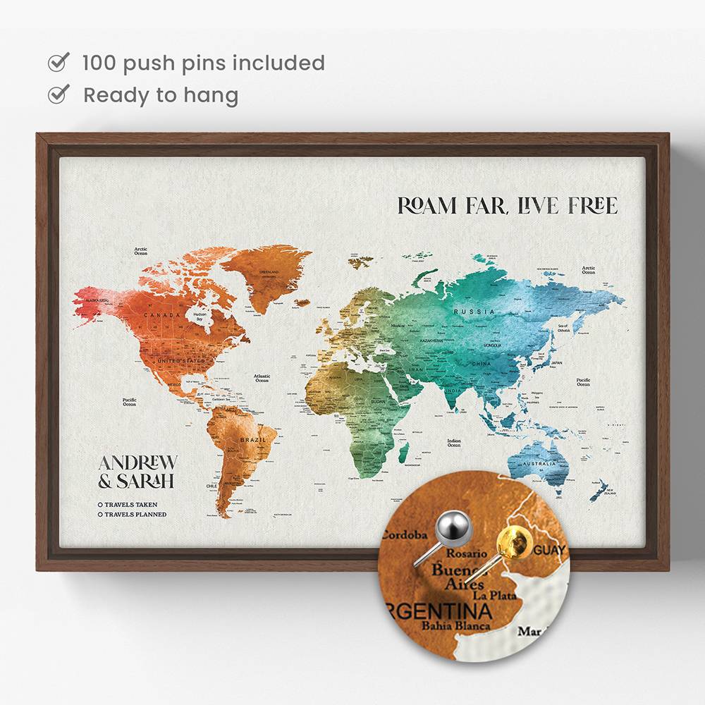 Bohemian Pathways - Push Pin World Map | Lime & Lou