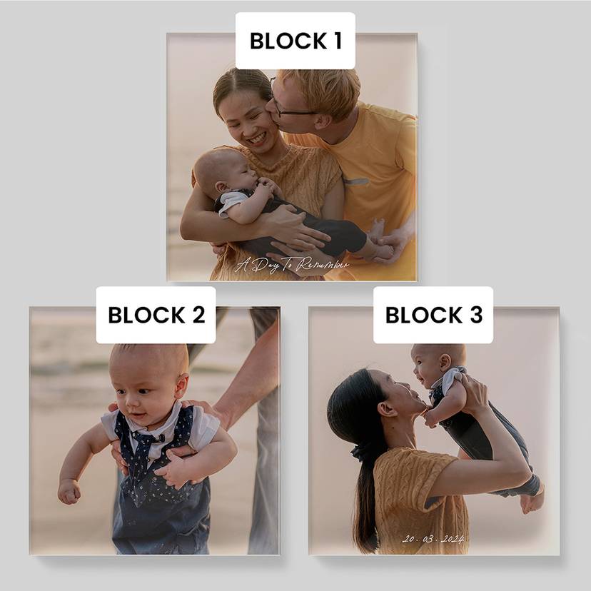 Captured Moments Trio: Personalized 3D Acrylic Blocks | Lime & Lou