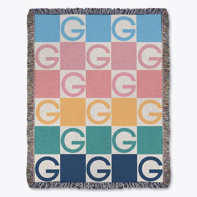 Checkerboard Letters - Custom Cotton Woven Blanket | Lime & Lou