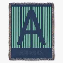 Initial Impact - Custom Letter Cotton Woven Blanket | Lime & Lou