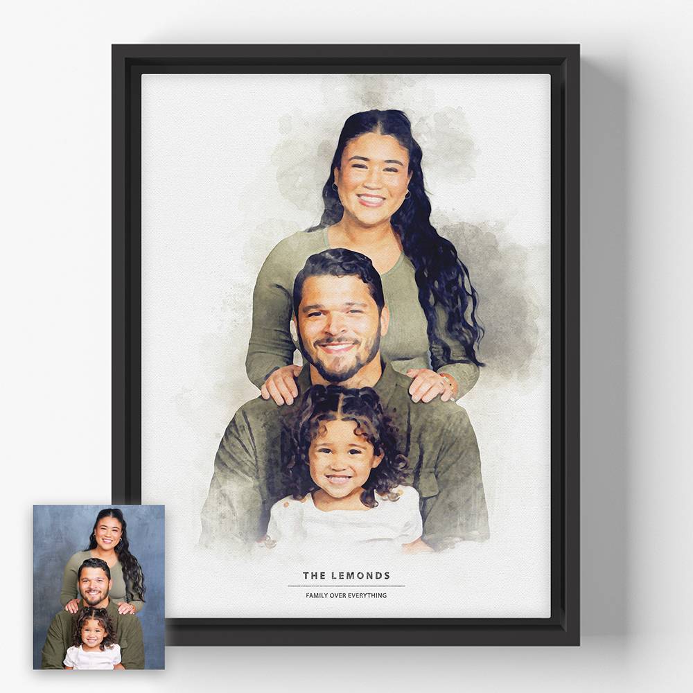 Faded Together - Vertical Family Watercolor Canvas | Lime & Lou