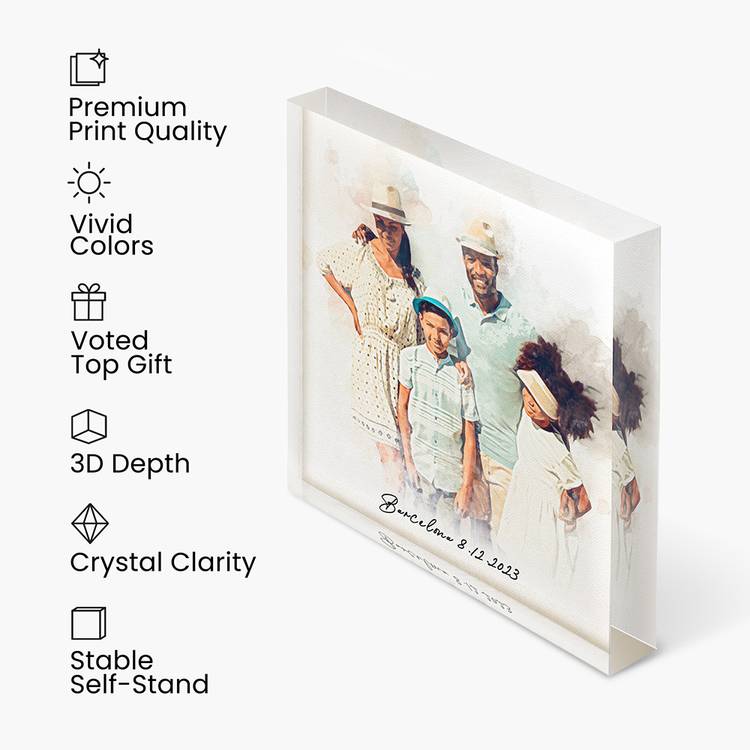 Forever Family - Watercolor Acrylic Block - Lime And Lou