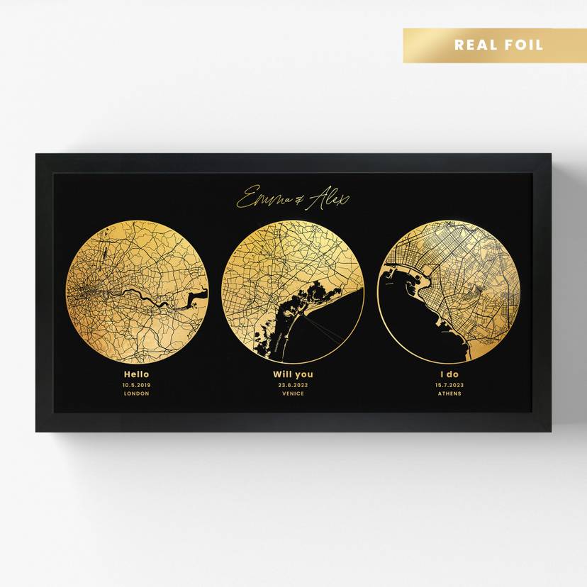 From Hello to Forever - Gold Real Foil Maps - Lime And Lou