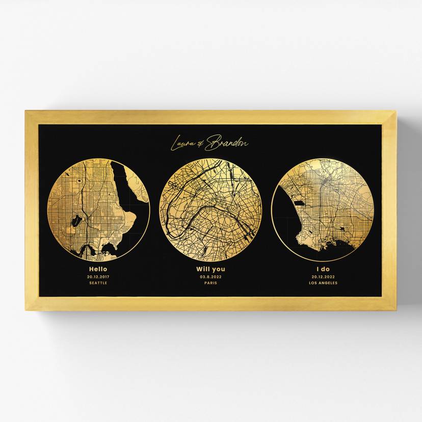 From Hello to Forever - Gold Real Foil Maps - Lime And Lou
