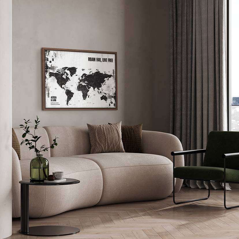 Monochrome Journey - Push Pin World Map | Lime & Lou