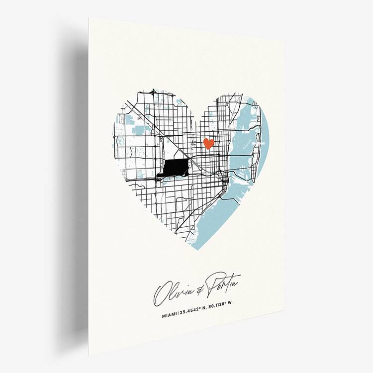 Our Love Map Custom Metal | Lime & Lou