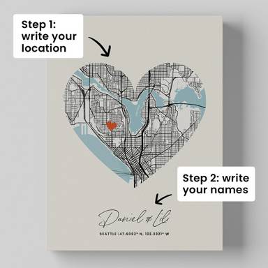 Our Love Map Custom Metal | Lime & Lou