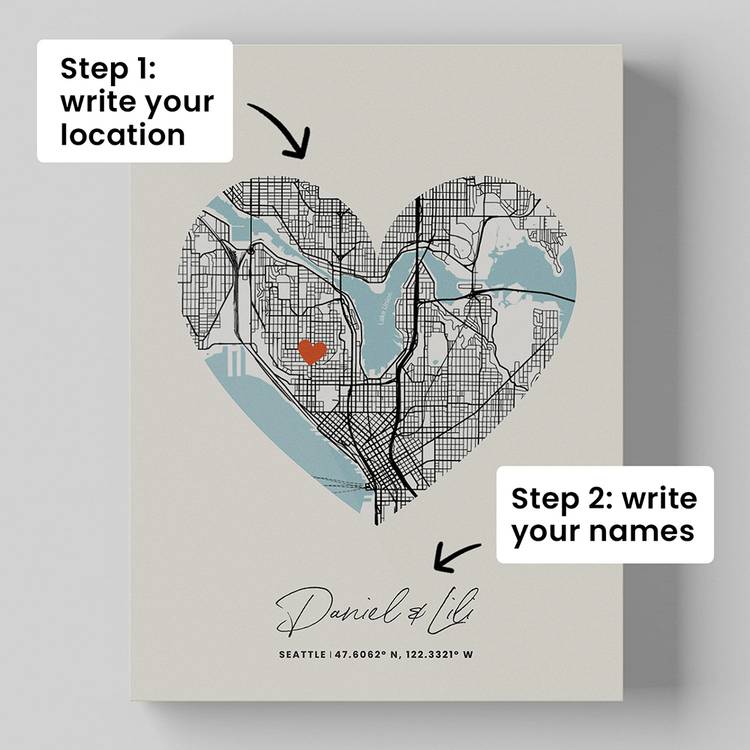 Our Love Map Custom Metal | Lime & Lou