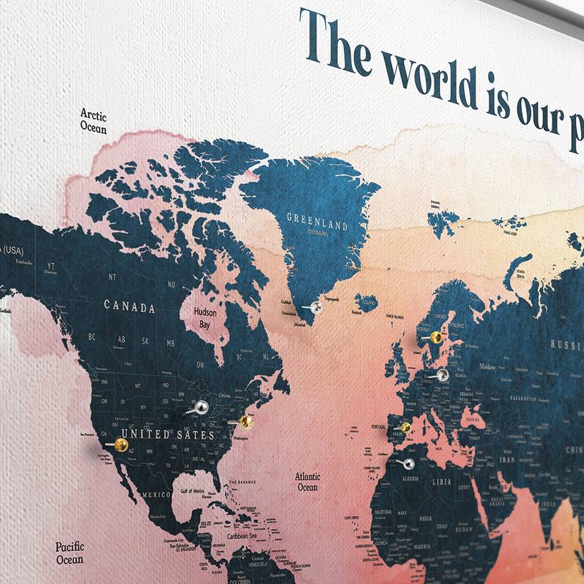 Sunset Journeys - Push Pin World Map - Lime And Lou