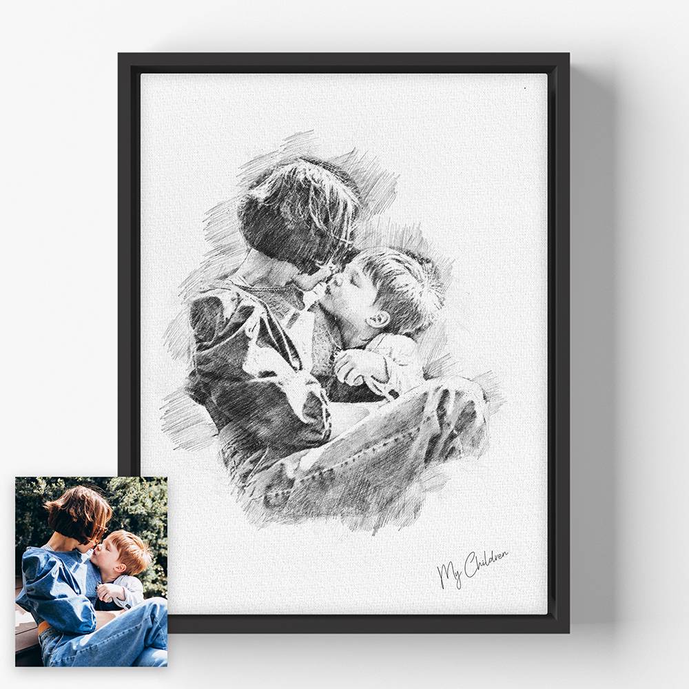 The Sketch Edit - Custom Family Portrait Canvas - Lime And Lou