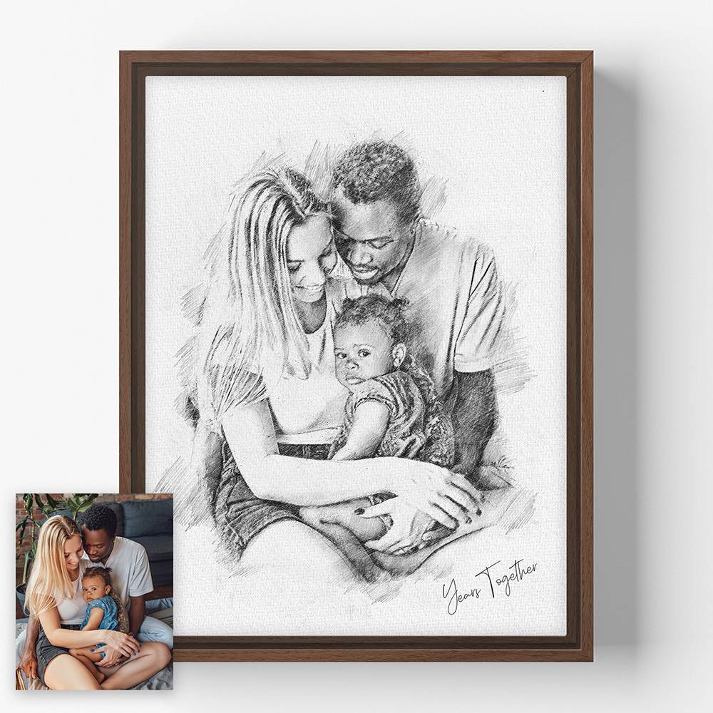The Sketch Edit - Custom Family Portrait Canvas - Lime And Lou
