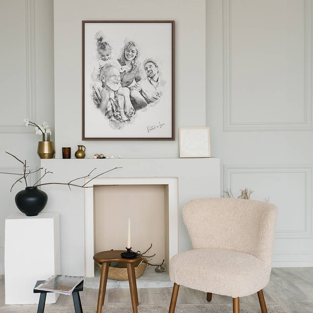The Sketch Edit - Custom Family Portrait Canvas - Lime And Lou
