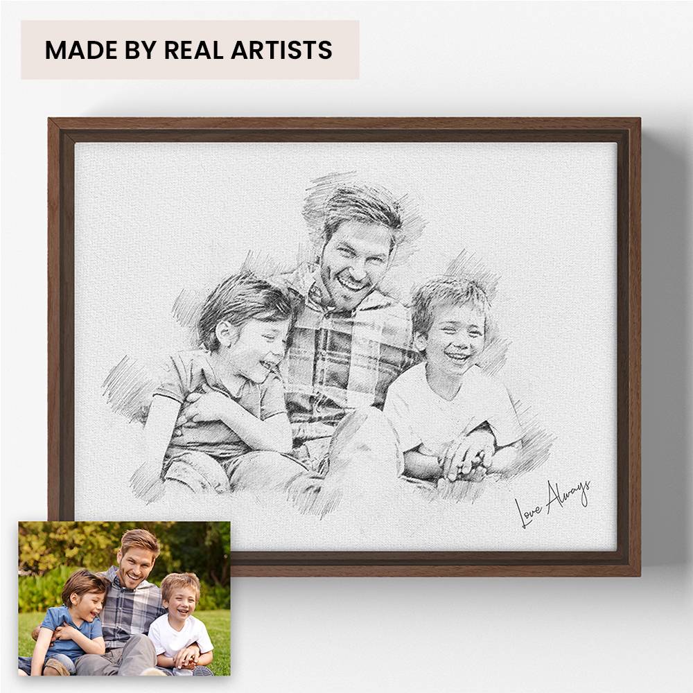 The Sketch Edit - Custom Horizontal Family Portrait Canvas - Lime And Lou