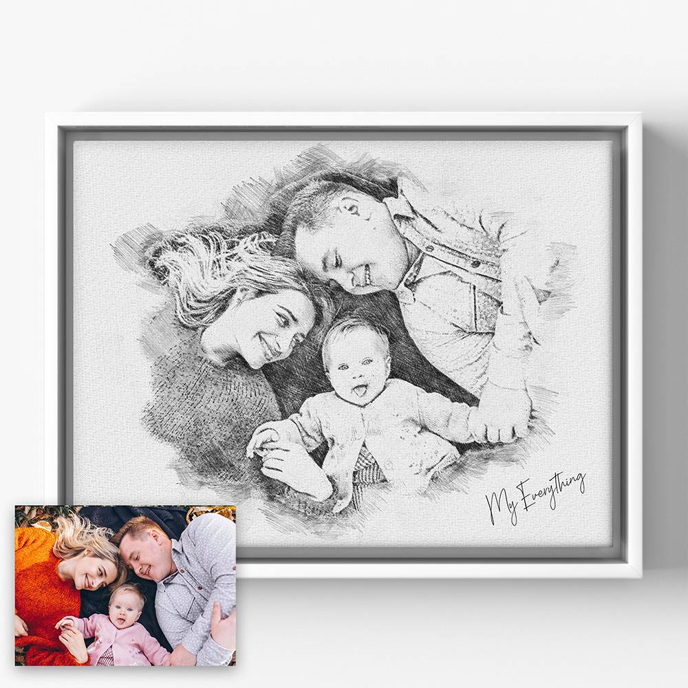The Sketch Edit - Custom Horizontal Family Portrait Canvas | Lime & Lou