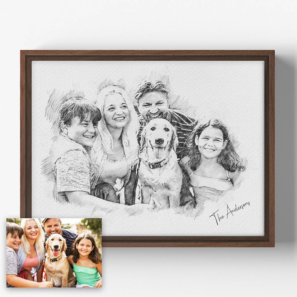 The Sketch Edit - Custom Horizontal Family Portrait Canvas | Lime & Lou