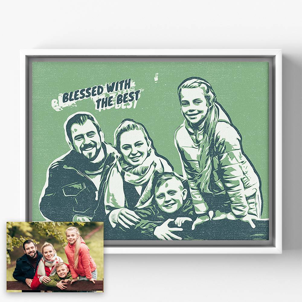 Together- Horizontal Pop Art Family Portrait - Lime And Lou