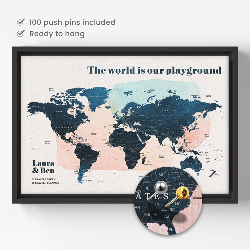 World Push Pin Travel Maps | Personalized