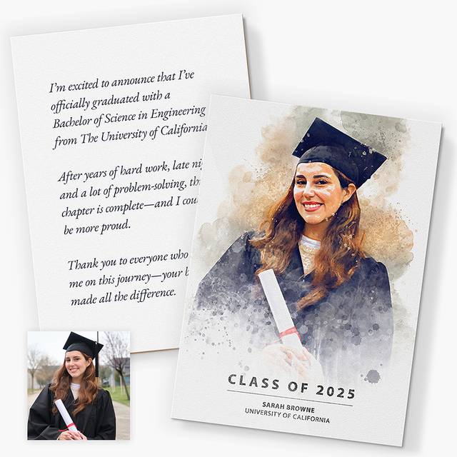 BlushCap - Custom Graduation Announcement Cards (Set of 25) | Lime & Lou