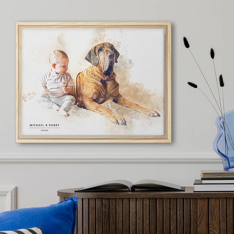 Watercolor Pet Portraits on Horizontal Canvas | Lime & Lou