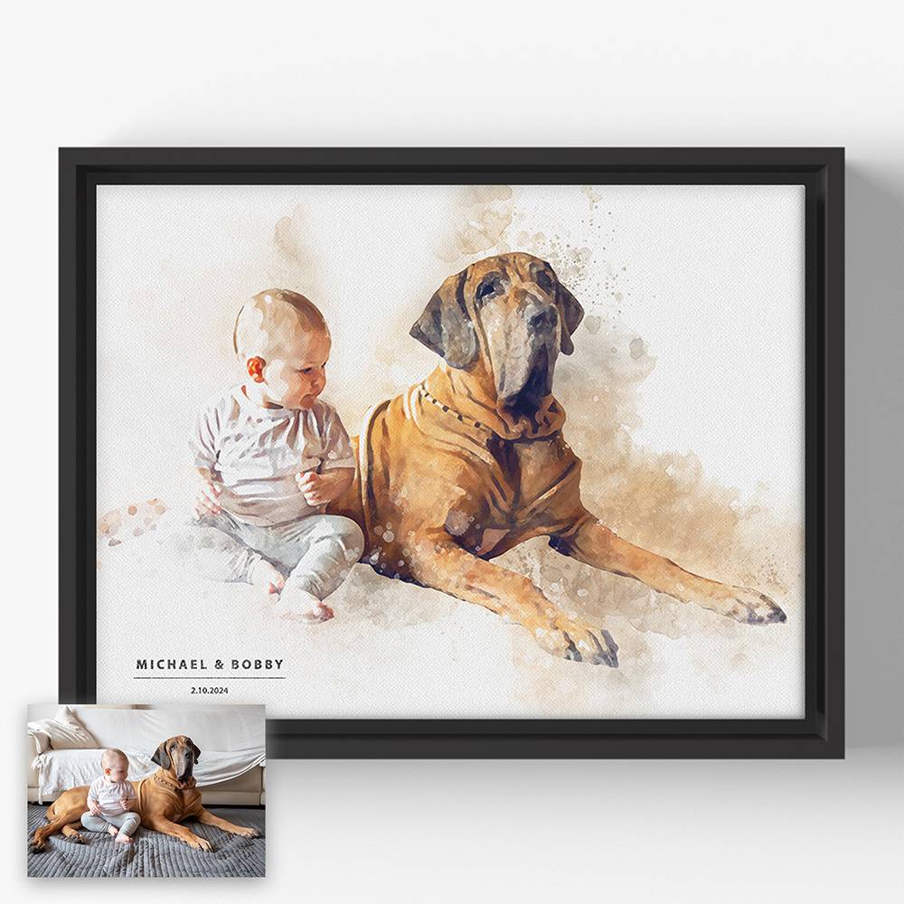 Watercolor Pet Portraits on Horizontal Canvas | Lime & Lou