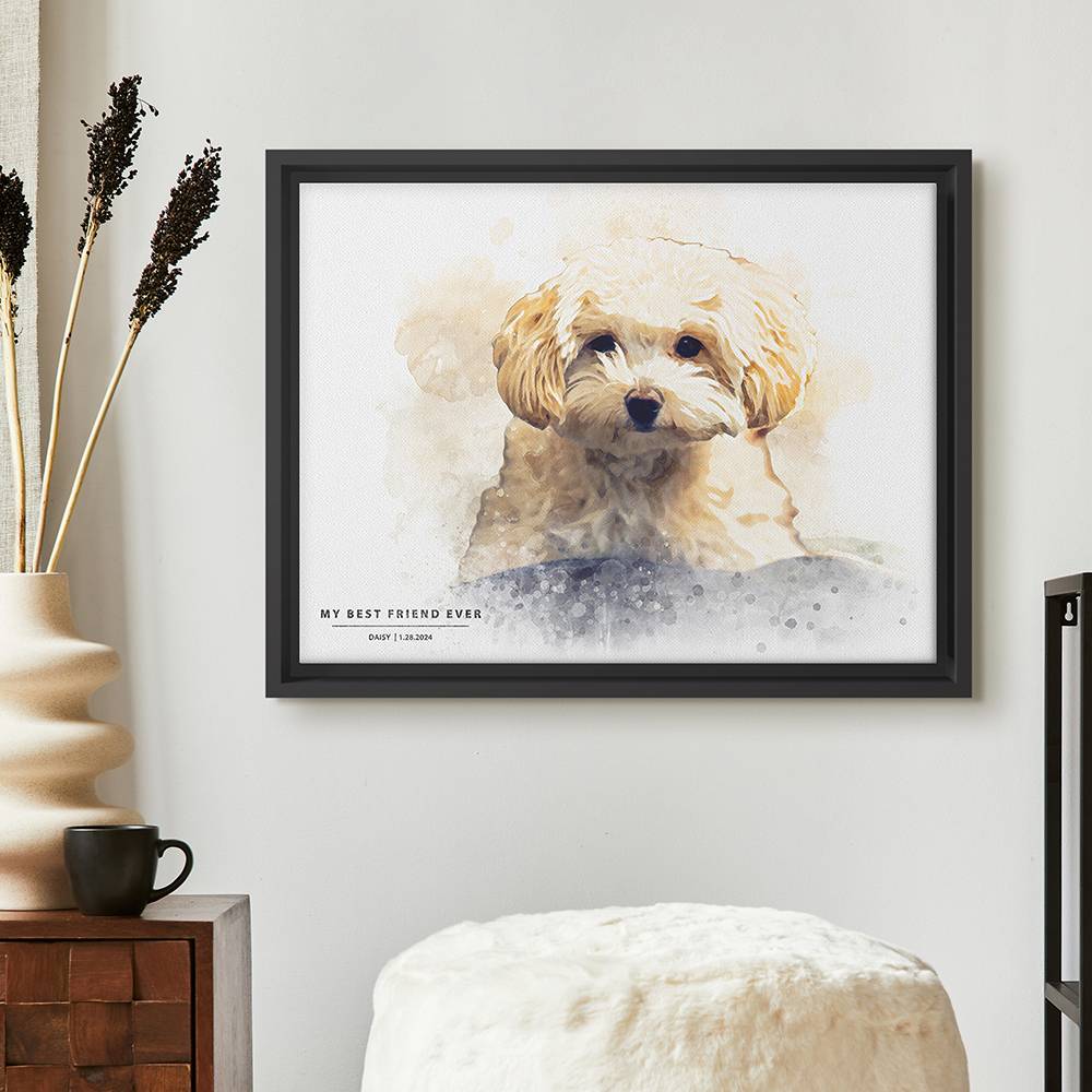 Watercolor Pet Portraits on Horizontal Canvas | Lime & Lou