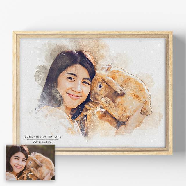 Watercolor Pet Portraits on Horizontal Canvas | Lime & Lou