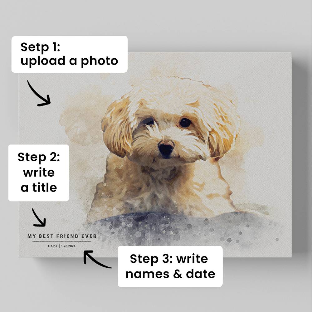 Watercolor Pet Portraits on Horizontal Metal | Lime & Lou