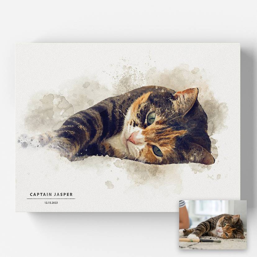 Watercolor Pet Portraits on Horizontal Metal | Lime & Lou