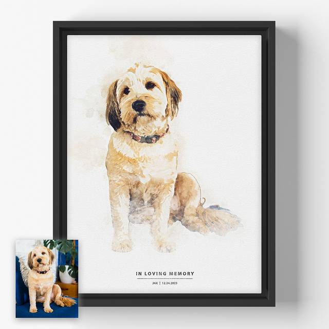 Watercolor Pet Portraits on Vertical Canvas - Lime And Lou