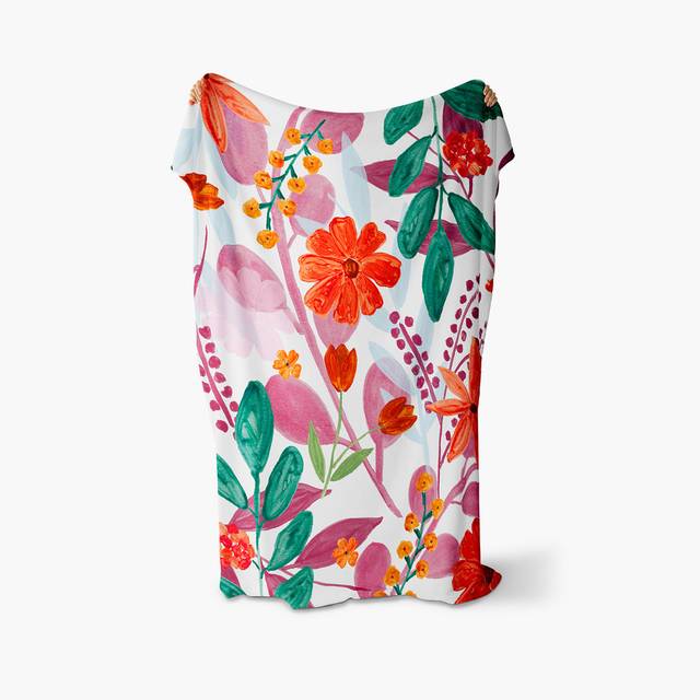 Flower Power - Fleece/Sherpa Throw Blanket | Lime & Lou